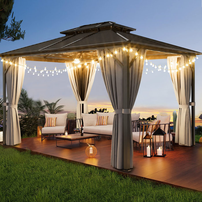 JolyDale 12' Ft. W x 10 Ft. D Aluminum Patio Gazebo & Reviews | Wayfair